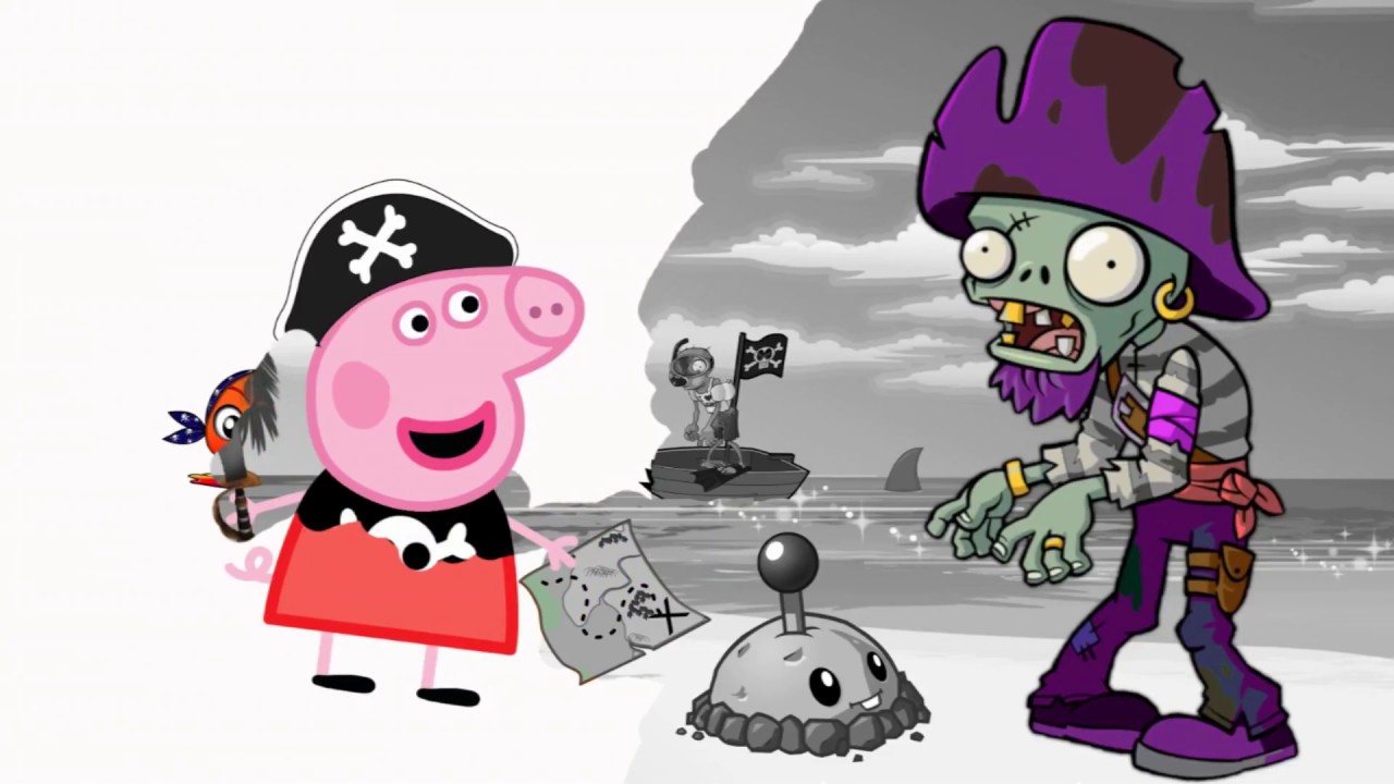How To Draw And Color Peppa Pig Into PVZ Plants Vs Zombies Pirates Fun ...