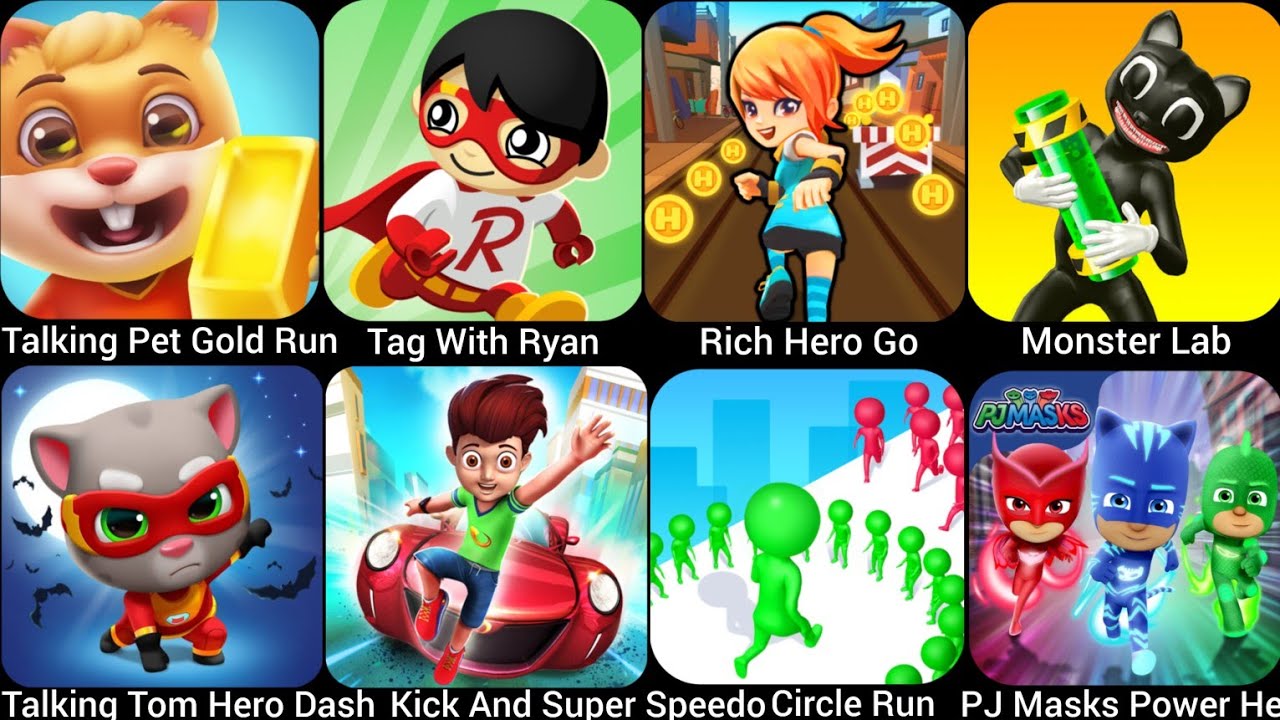 Talking Tom Hero Dash,Circle Run,Talking Pet Gold Run,Tag With Ryan ...