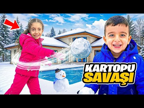 POYRAZ ELİF BUNGALOV VİLLADA GECE KARTOPU SAVAŞI YAPTIK!!!!