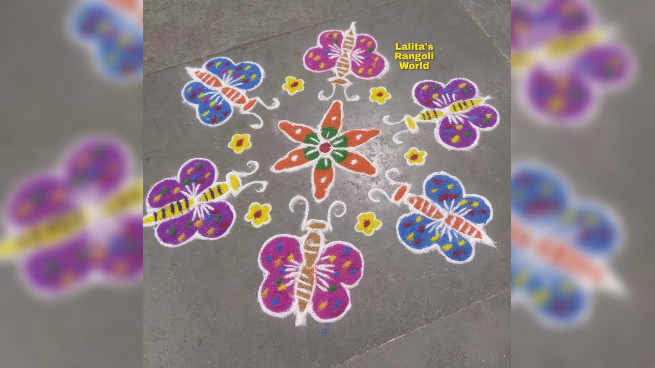 Easy Butterfly Rangoli Designs | butterfly kolam | simple butterfly ...