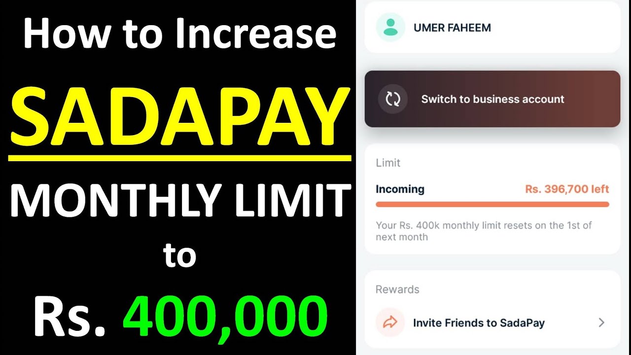 SadaPay Account Limit Increased to Rs. 400,000 | How to Increase ...