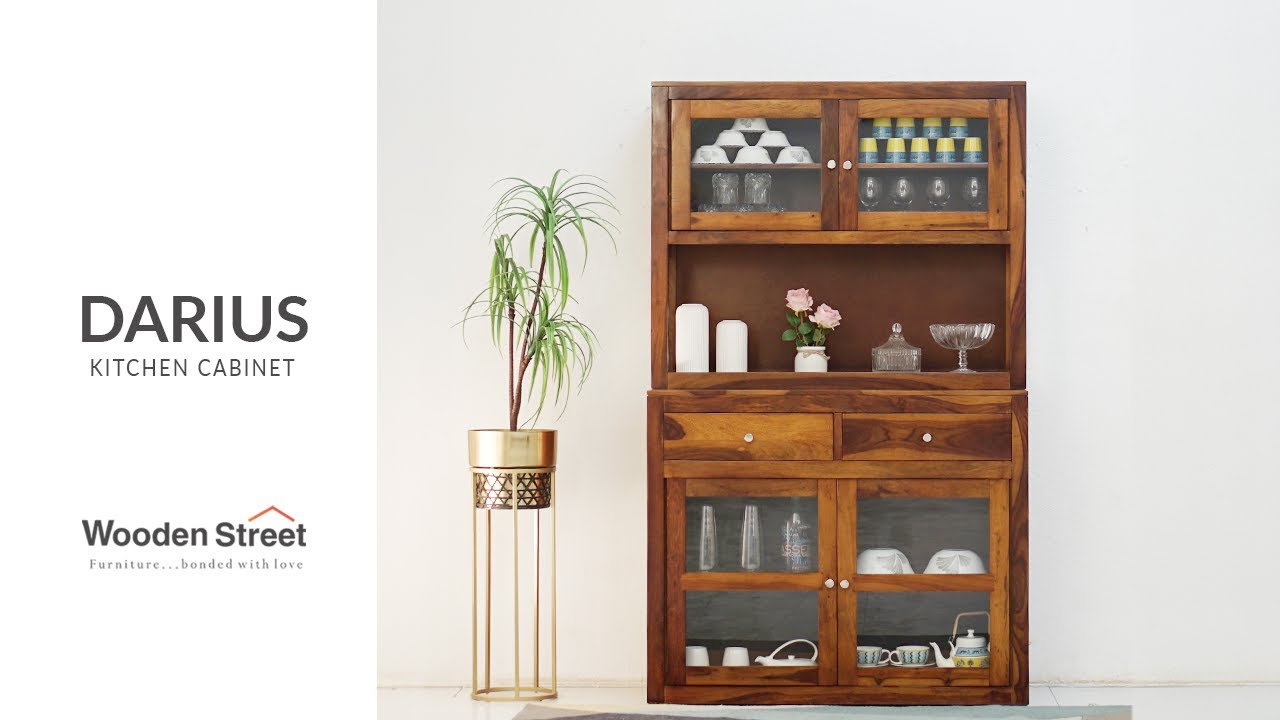 Buy Darius Kitchen Cabinet (Honey Finish) at 23% OFF Online | Wooden Street