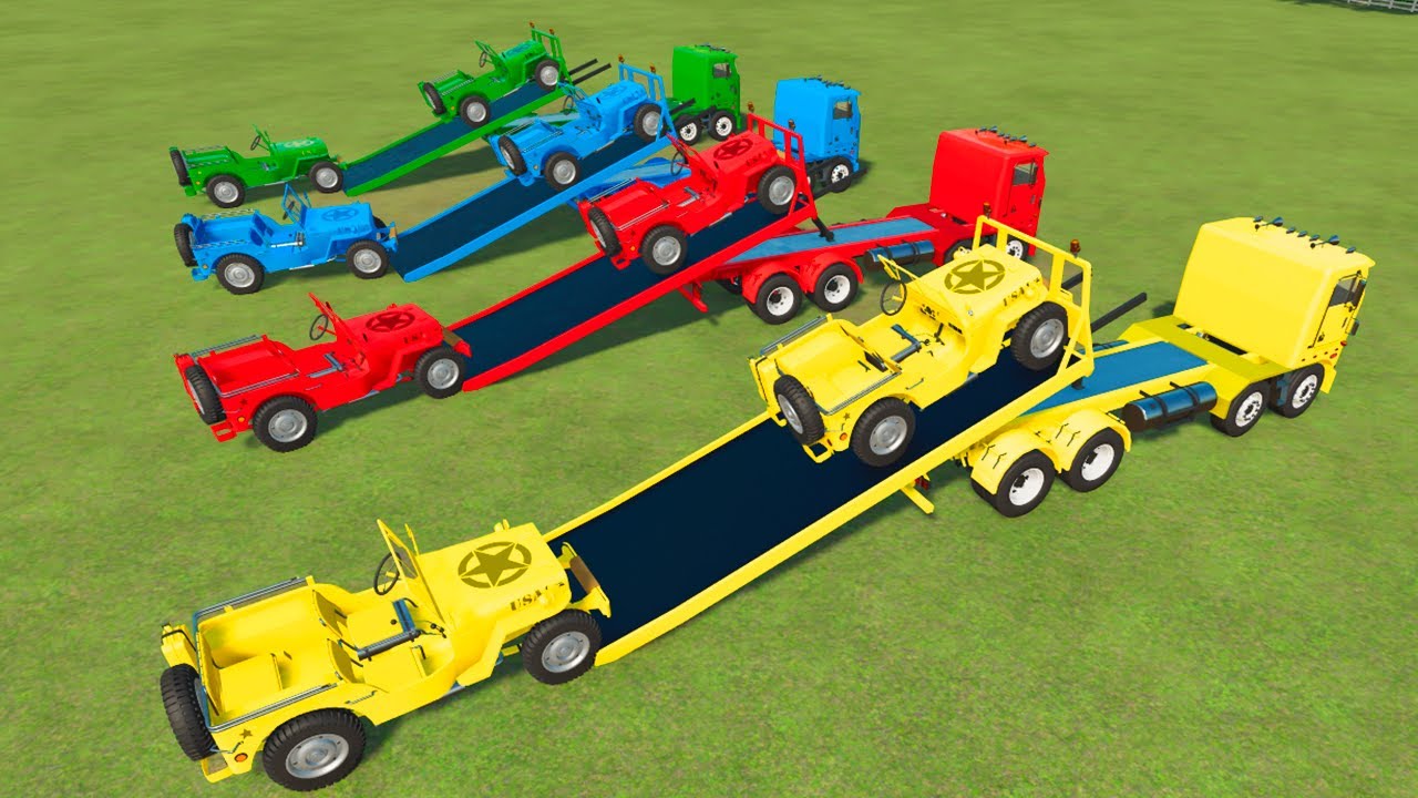 TRANSPORT OF COLORS ! TRANSPORTING 4x4 JEEPS with LIZARD TRUCKS ...