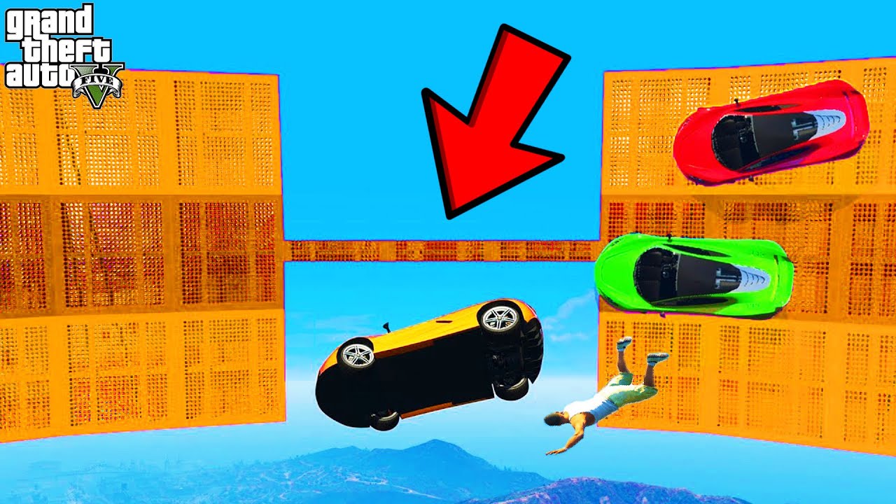 FRANKLIN TRIED IMPOSSIBLE WALLRIDE RAMP CAR JUMP PARKOUR CHALLENGE IN ...