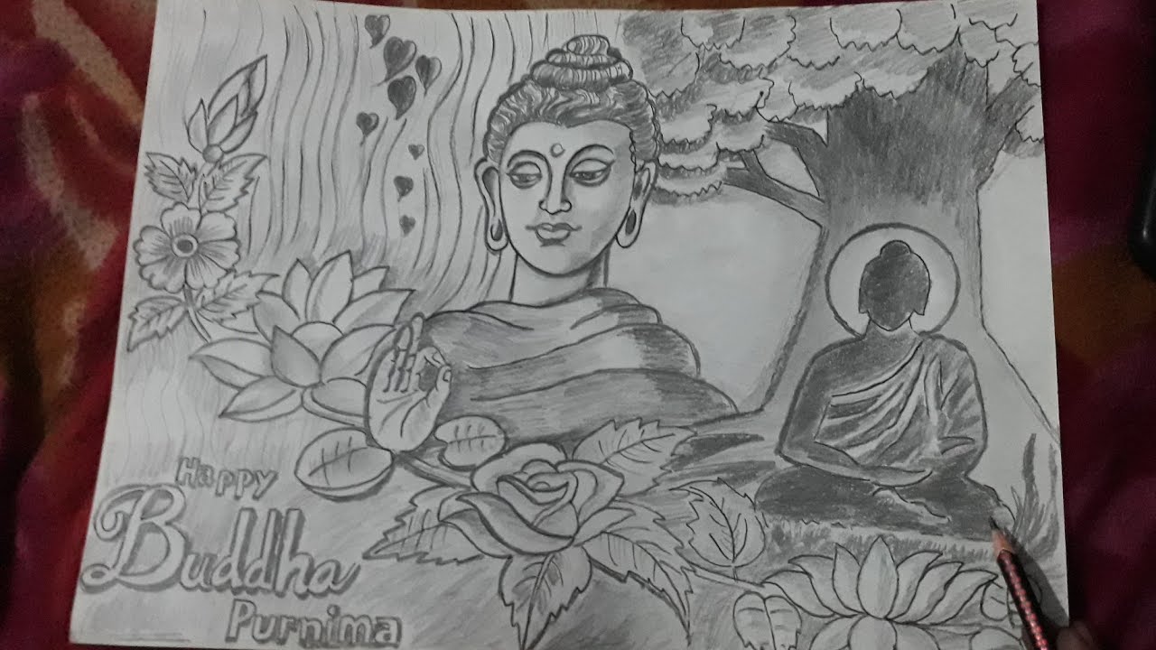 How To Draw Lord Gautam Buddha Easy Pencil Drawing Step By Step ...