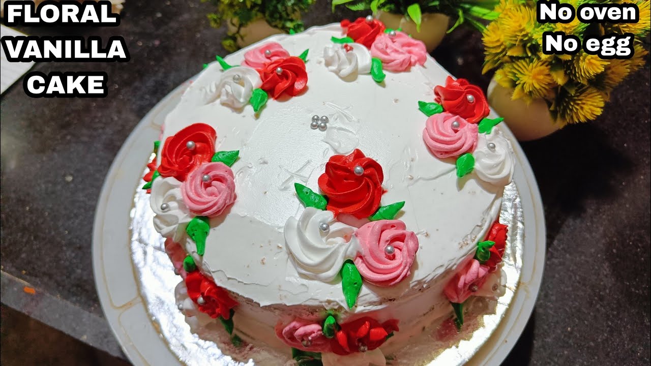 Vanilla Floral cake recipe| Classic vanilla cake recipe | Vanilla cake ...