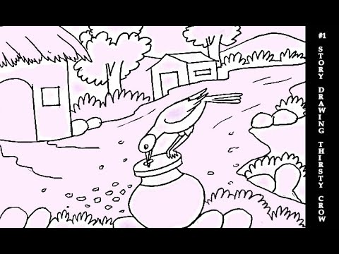 Part 1: Story Drawing of A Thirsty Crow Easy Tutorial - YouTube
