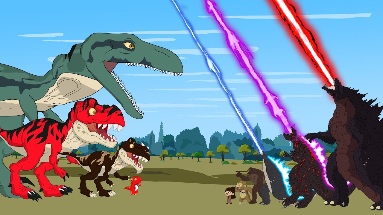 GODZILLA ATOMIC BREATH vs DINOSAUR EVOLUTION T-REX : Rescue KING KONG ...