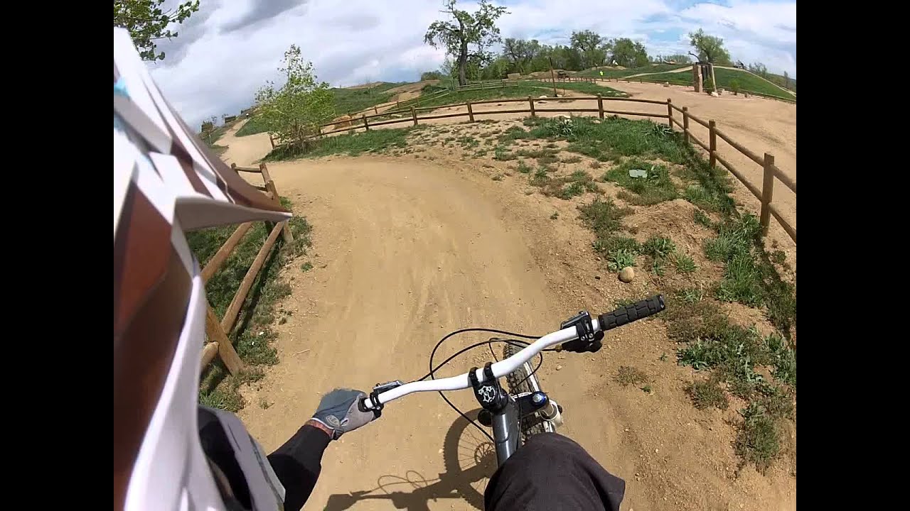 coming up short on ladder drop at valmont bike park - YouTube