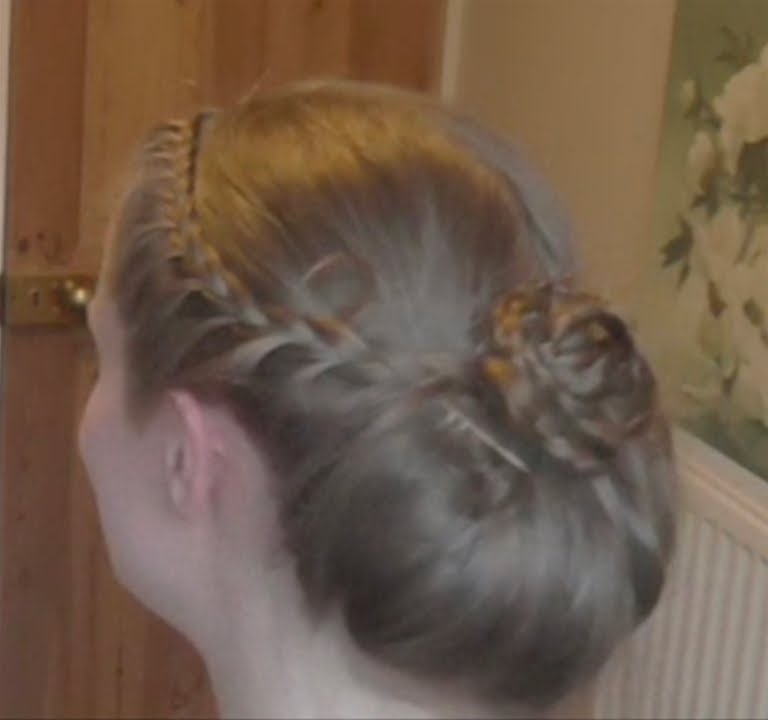 Chignon with lace braids - YouTube