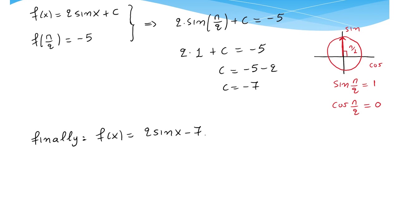 Integrals – Boundary condition Past paper exercise 008 - YouTube