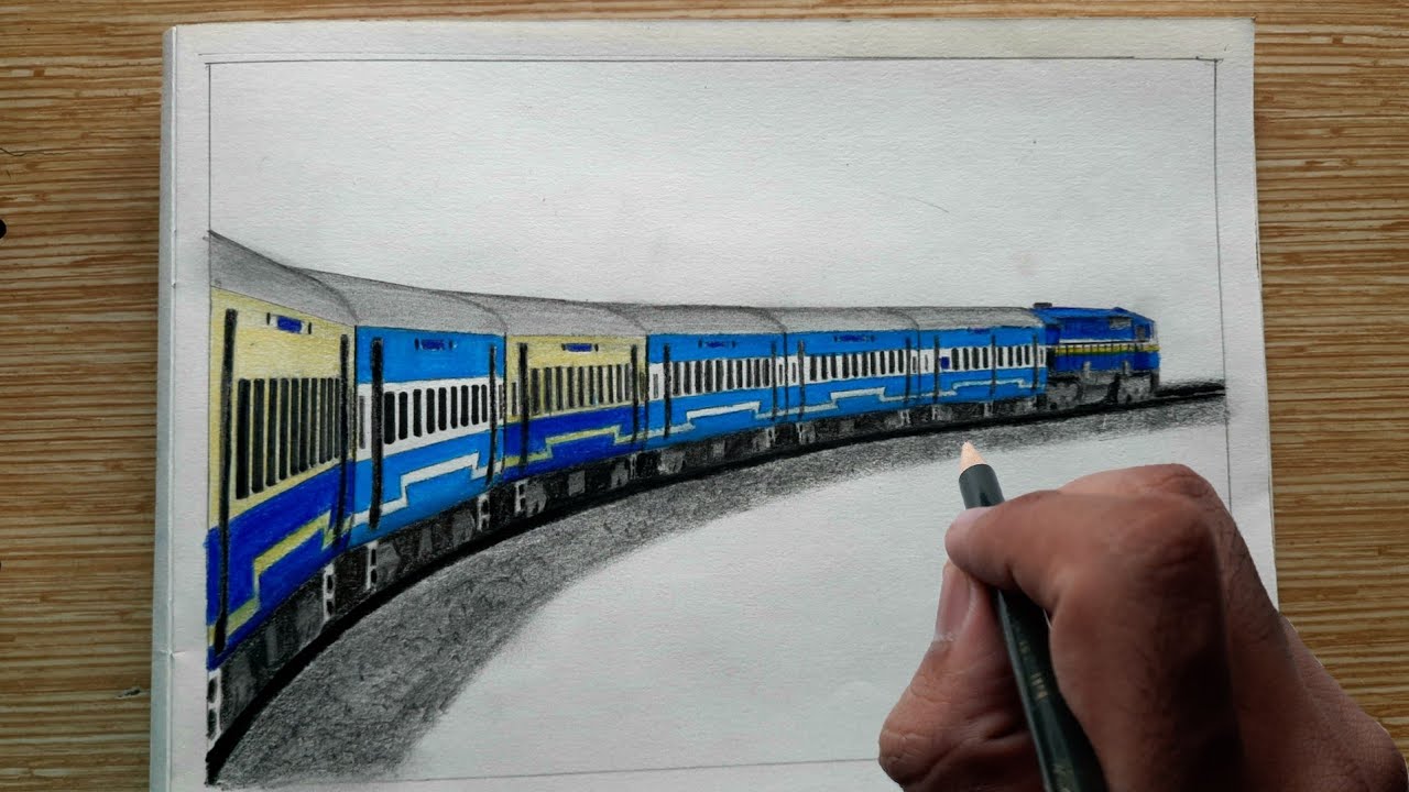 Drawing a train! Janshatabdi express hauled by WDP-4B locomotive ...