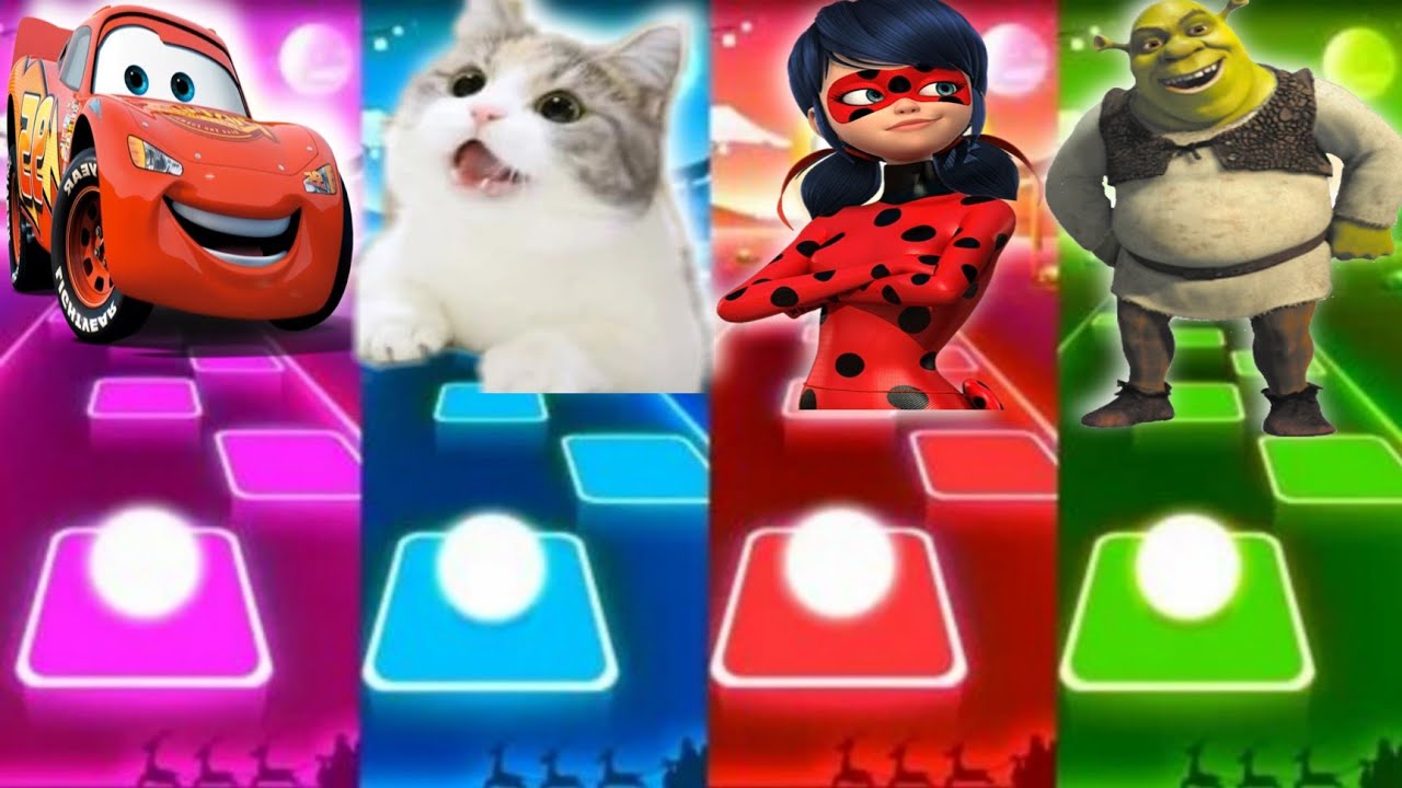 McQueen vs Happy Happy Happy Cat vs Ladybug vs Shrek -Tiles Hop Edm ...