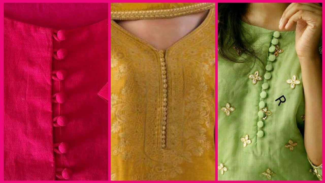 Button Kurti Neck Design||Beautiful New Stylish Traditional Button ...