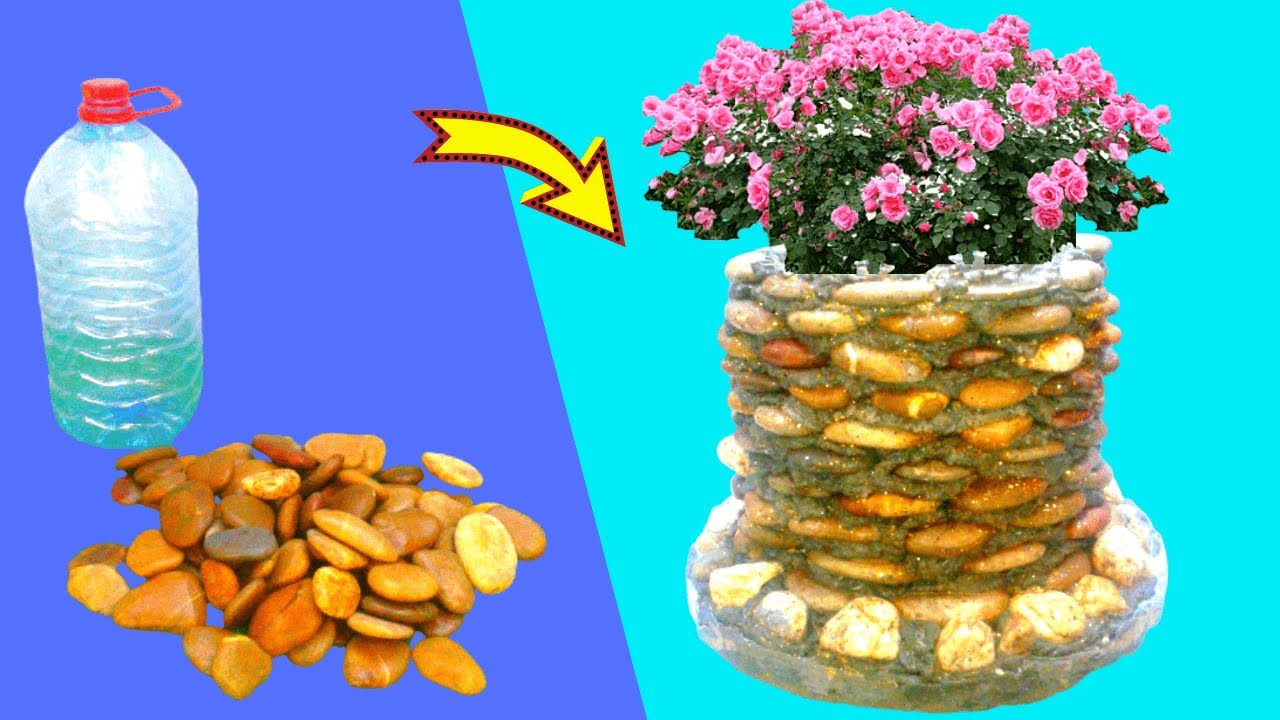 easy tutorial flower pot-flower pot making easy design - YouTube