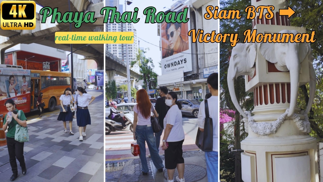 Siam BTS ️ Victory Monument | PHAYA THAI RD | BANGKOK WALK tour 🇹🇭 [4K ...