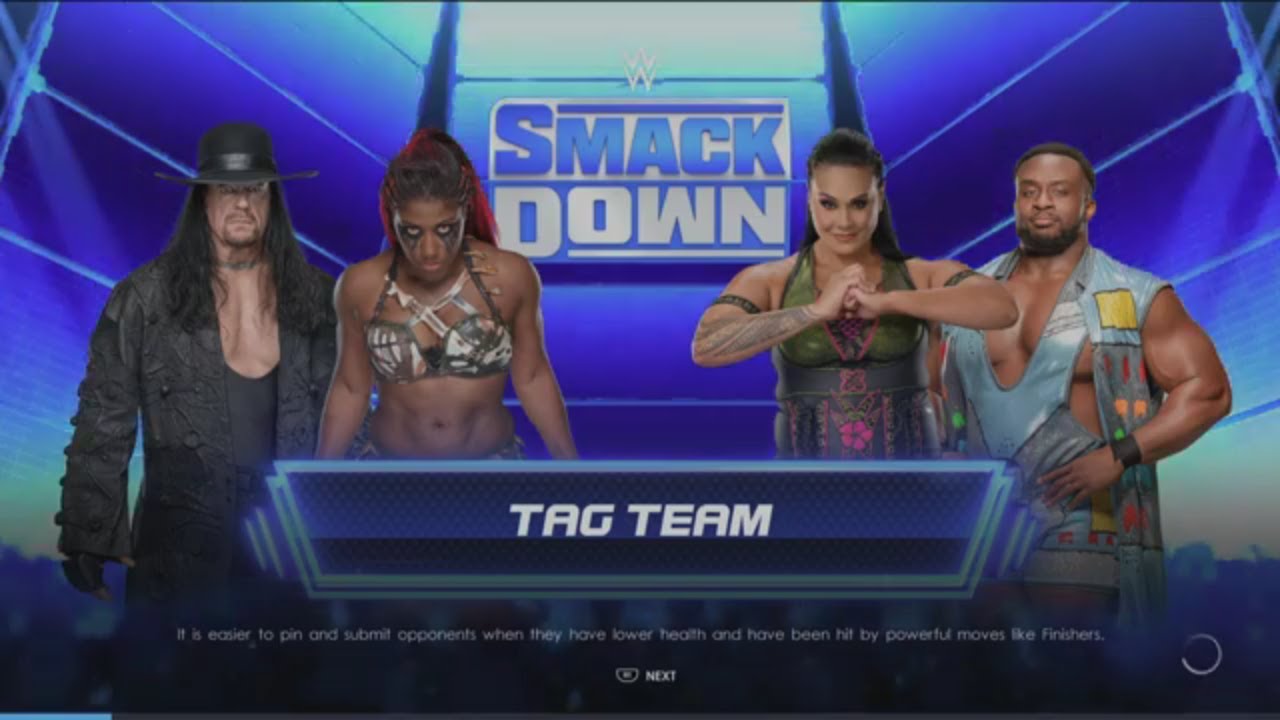 WWE 2K22 Ember Moon, The Undertaker VS Tamina, Big E Mixed Tag Match ...