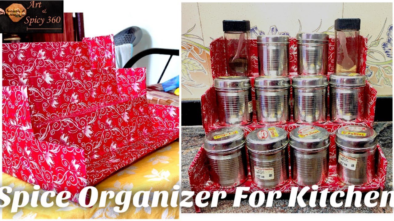 Diy Spice Organizer For kitchen/Cardboard spice Rack/Step Rack using ...