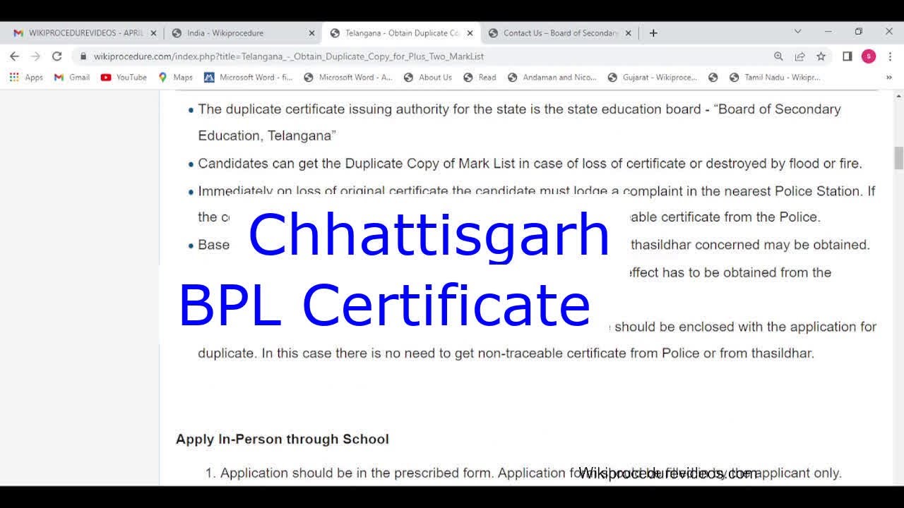 Chhattisgarh - Apply Online Below Poverty Line (BPL) Certificate - YouTube