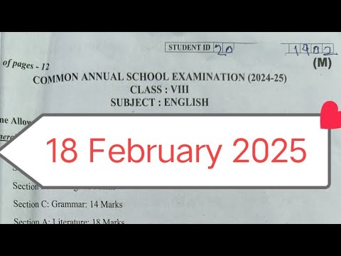 class 8 english paper 2024- 25 /morning shift / final english paper ...