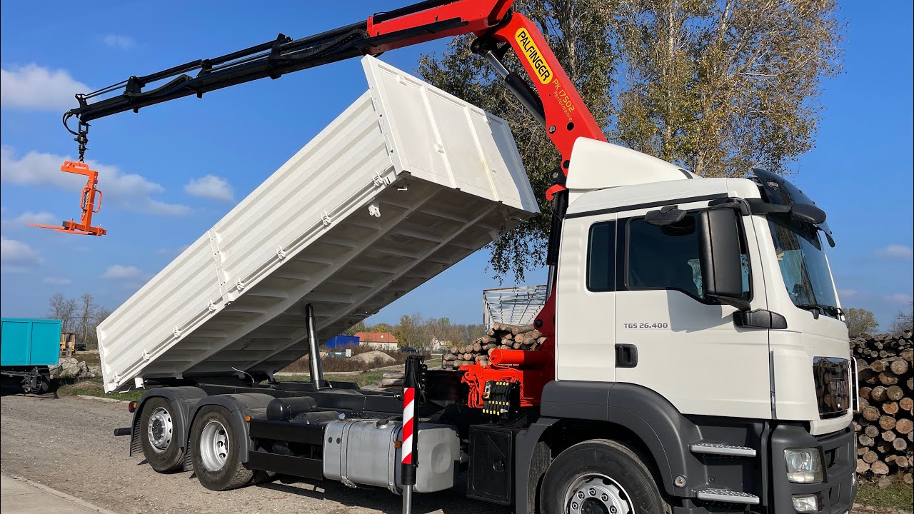 MAN TGS 26.400 2012 3oldalra billenős új platóval PALFINGER PK17502 ...