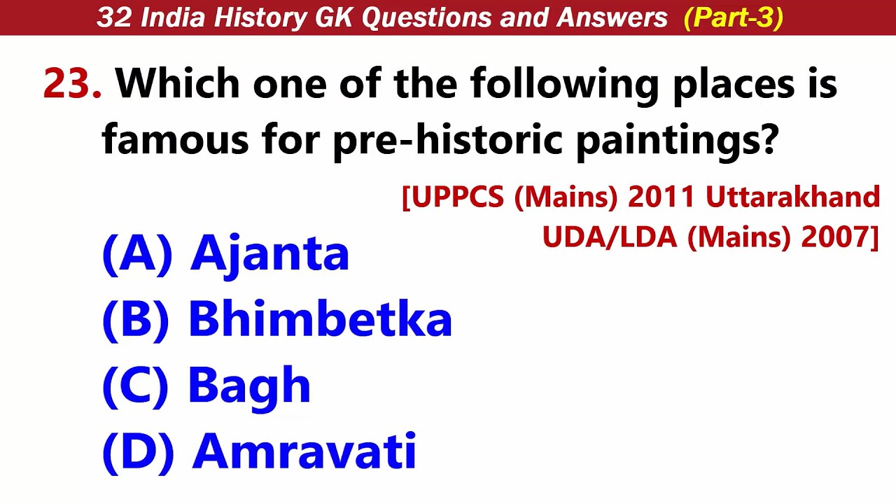 Ancient History GK | History of India | India History GK Questions and ...