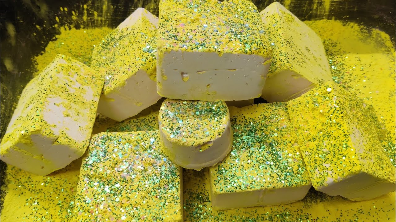Gymchalk thick dusty yellow blocks with Holi powder | Satisfying ...