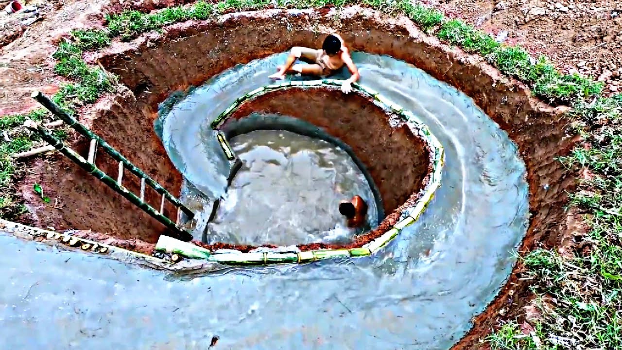 EPIC: Building a Water Slide Around a SECRET Underground House to ...