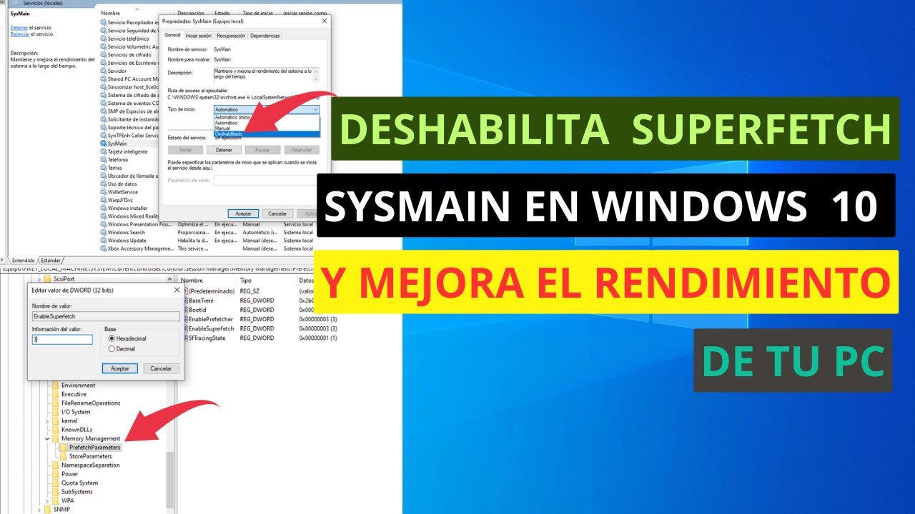 ️Deshabilita Superfetch Sysmain en Windows 10 y mejora el rendimiento ...