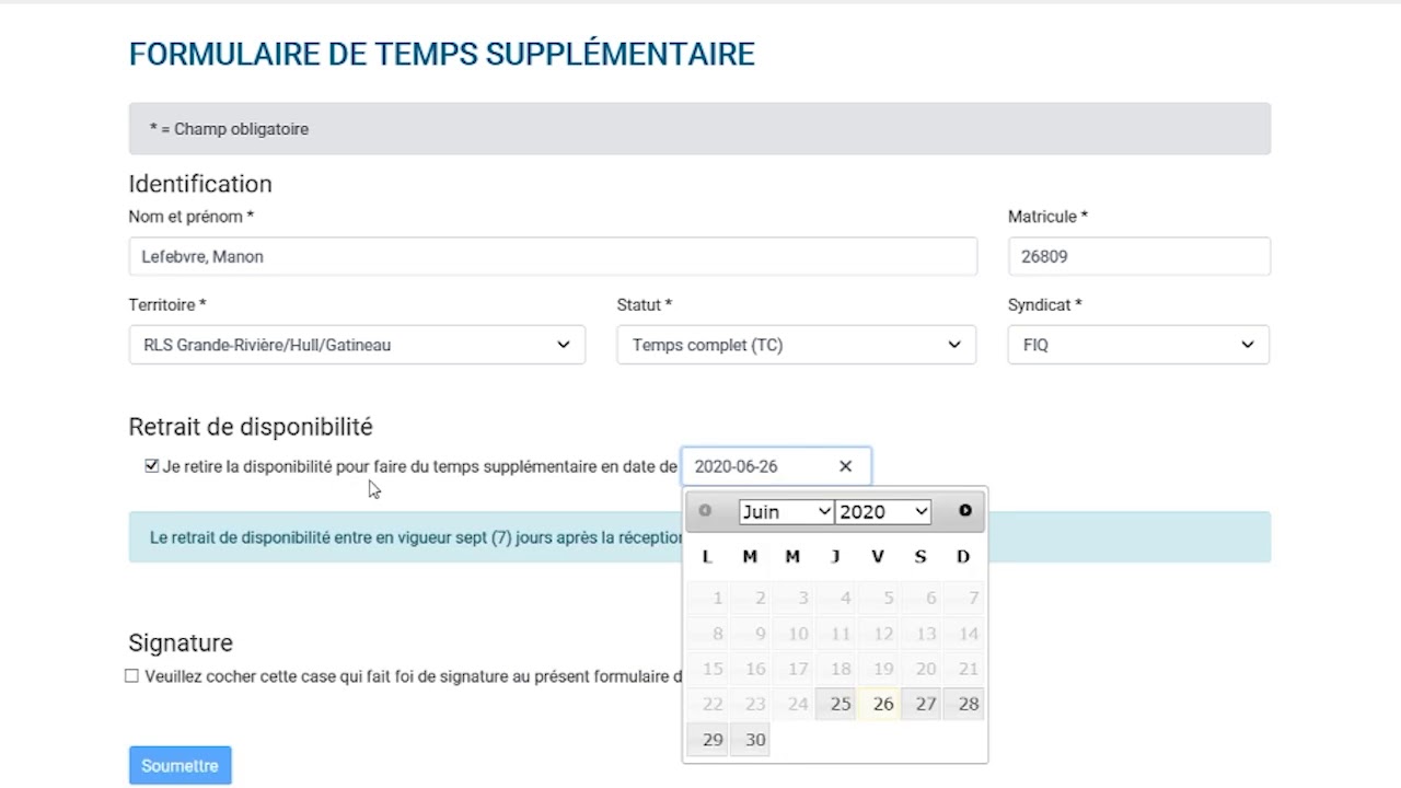 FIQ - Comment remplir le formulaire de temps supplémentaire - YouTube