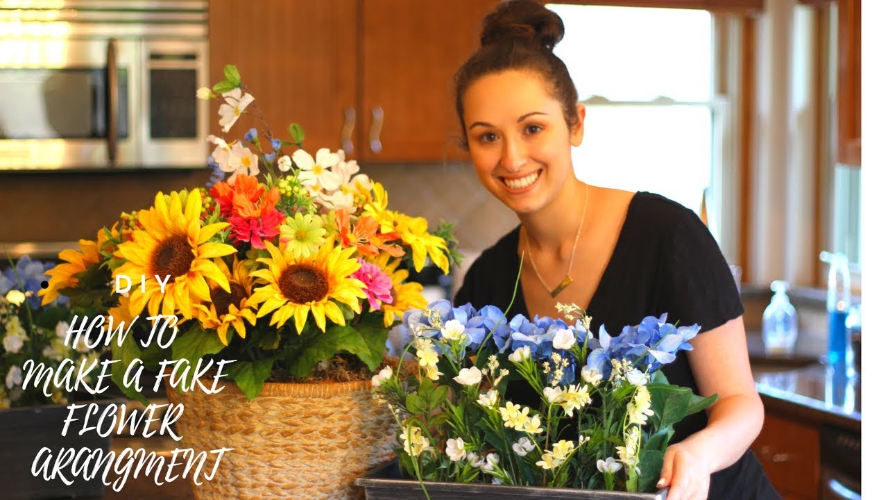 DIY FAKE FLOWER ARRANGEMENT!!! - YouTube