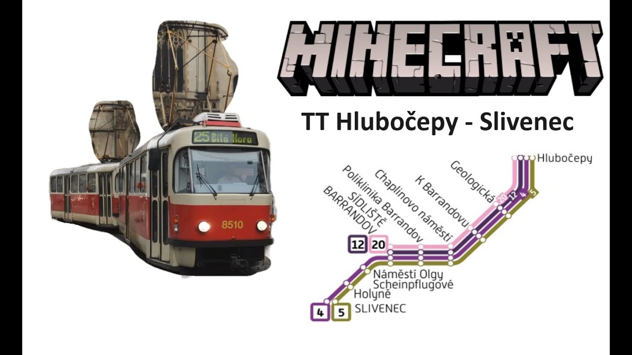 Minecraft TT Hlubočepy - Slivenec (Směr Slivenec) - YouTube