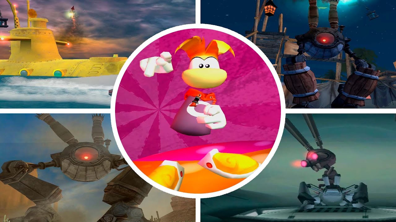 Rayman Raving Rabbids - All Bosses + Ending - YouTube