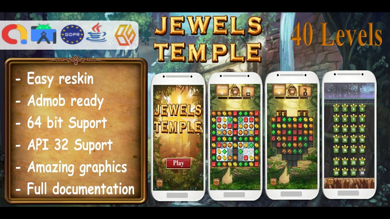 Jewels Temple Quest Clone - Android Match 3 Game Final Project - YouTube