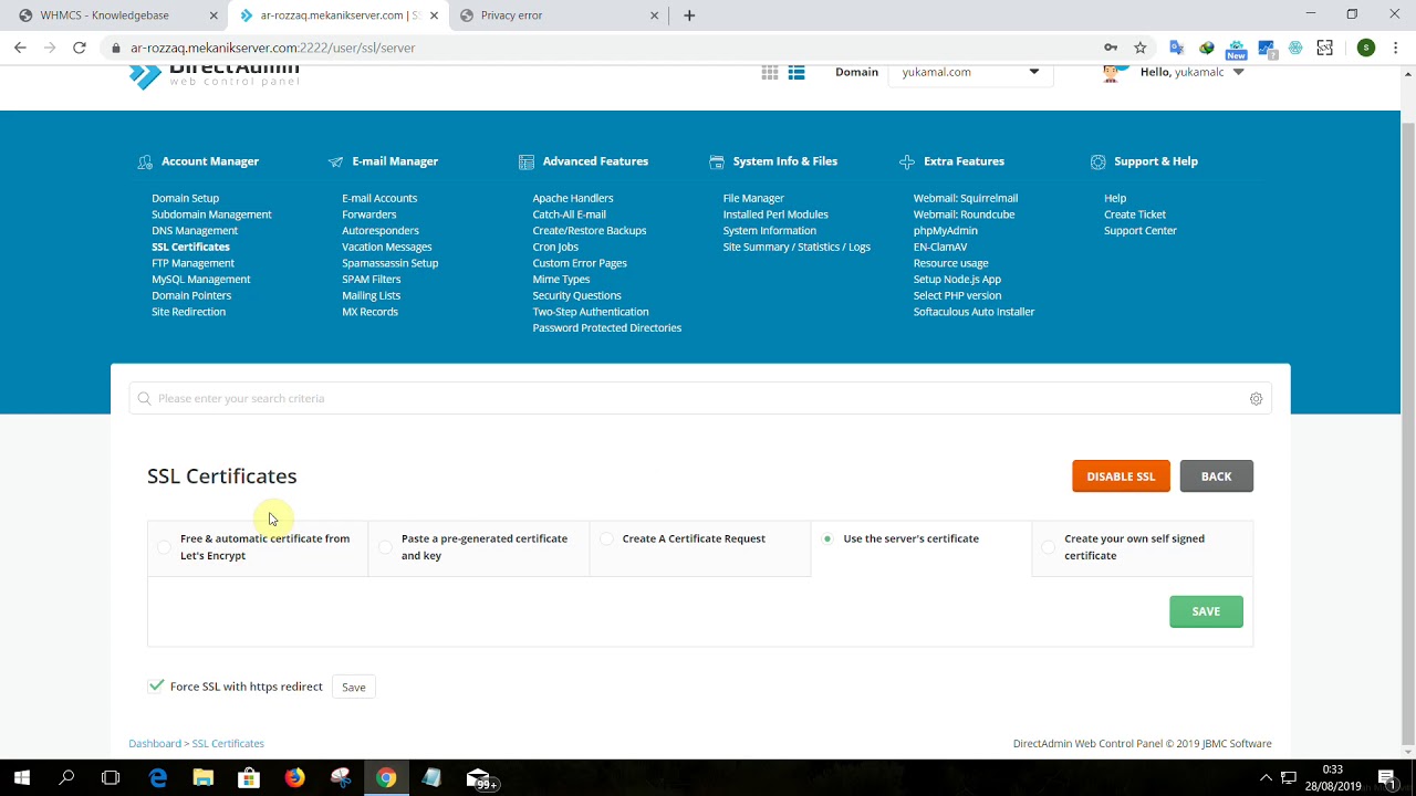 Directadmin: Cara Install SSL Lets Encrypt - YouTube