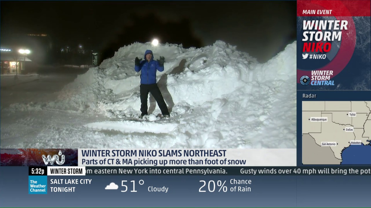 Mike Seidel The Weather Channel Braintree Snow Slide 2-9-2017 - YouTube
