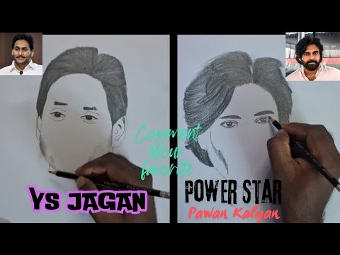 YS JAGAN MOHAN REDDY Vs Power Star Pawan Kalyan drawing step by step ...