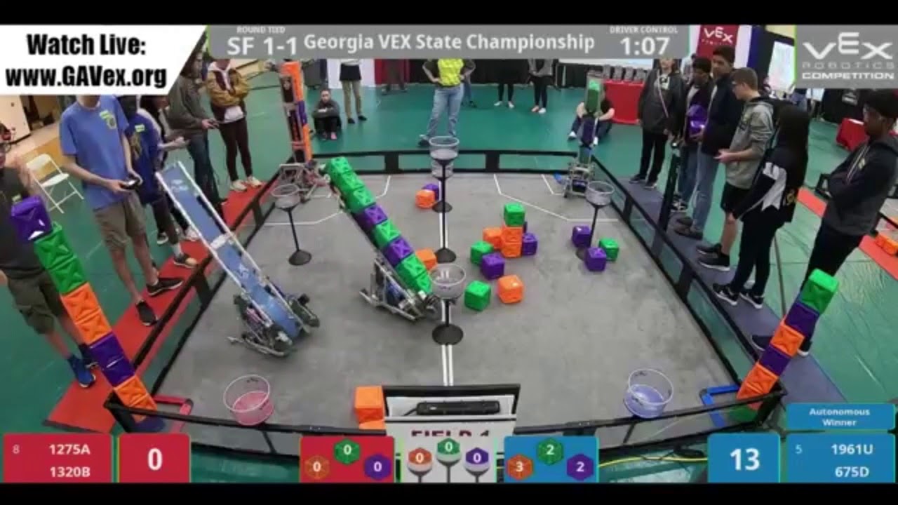 Georgia Championship VEX Tower Takeover SF1 1275A 1320B vs 1961U 675D ...