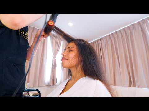 ASMR: Luxury Thai Head Water Massage with Tools and Hair Straightening