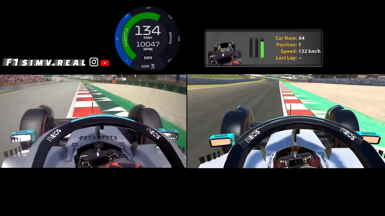 iRacing Sim versus Real: Mercedes W13 Comparison at Spain (4k) - YouTube