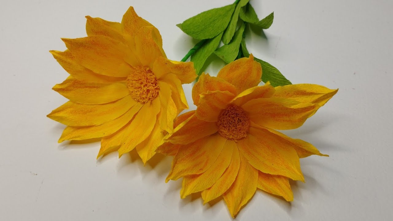 How To Make Beautiful Yellow Crepe Paper flowers | Art and Craft | Diy ...