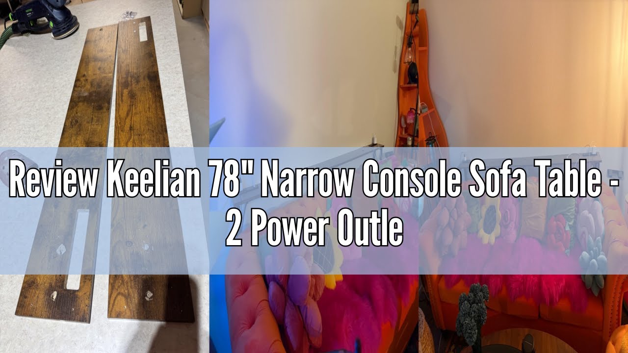 Review Keelian 78" Narrow Console Sofa Table - 2 Power Outlets & 2 USB ...