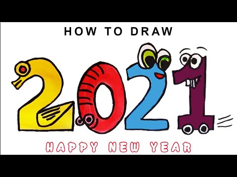 How to draw 2021!!Cute 2021 drawing and painting||2021 with cocodrawing ...