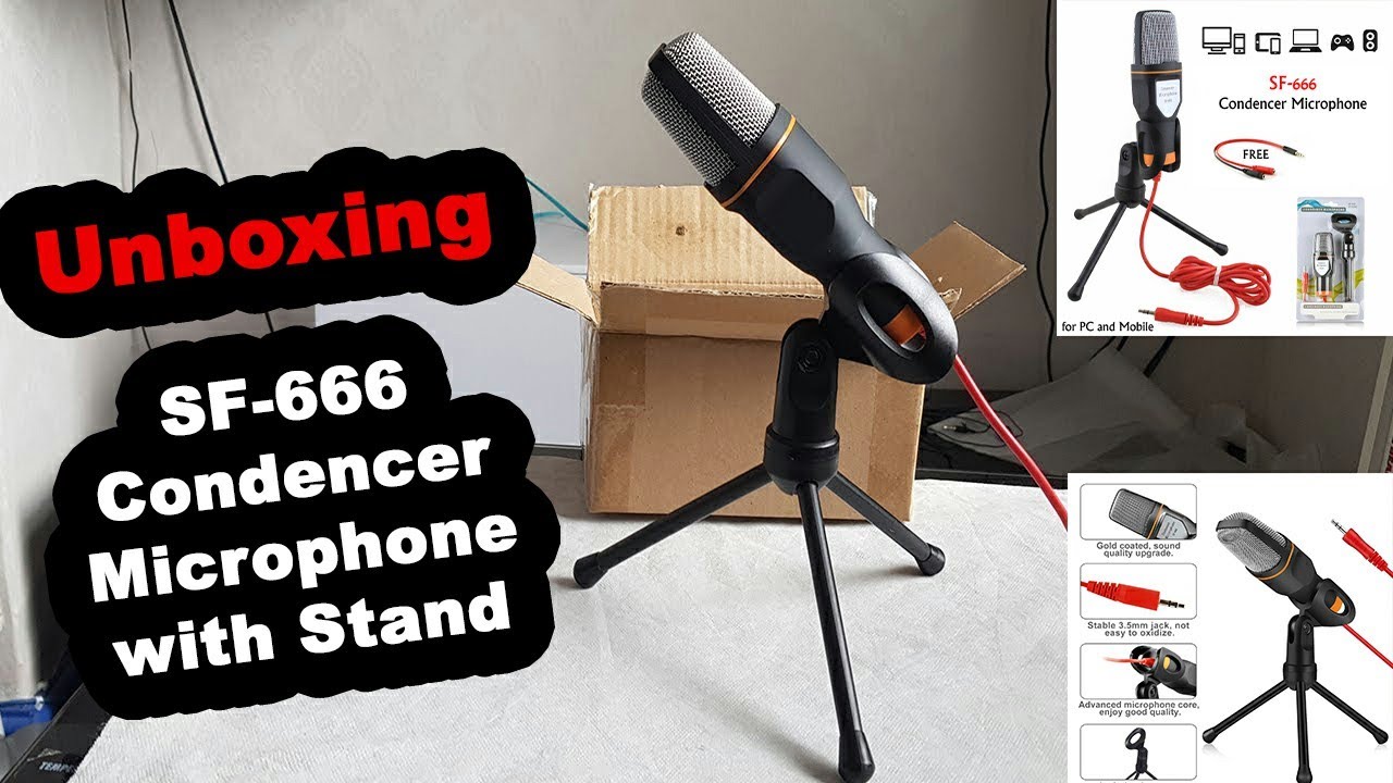 Unboxing - SF-666 Condenser Microphone with Desktop tripod Stand # ...