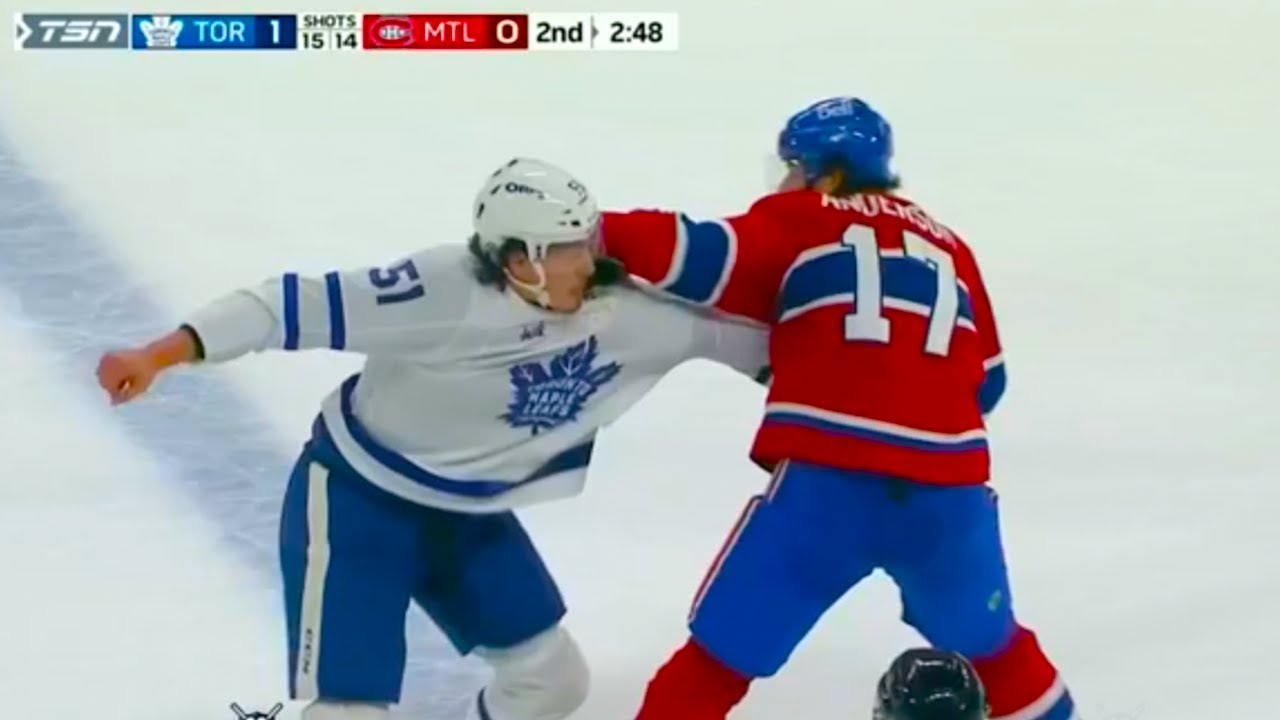 Philippe Myers Josh Anderson Fight | Montreal Canadiens vs Toronto ...