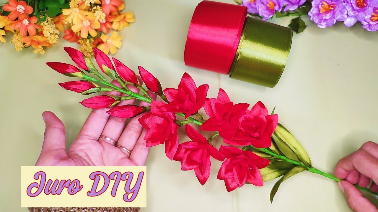 DIY| cara membuat buket bunga dari pita satin | flower Bouquet # ...