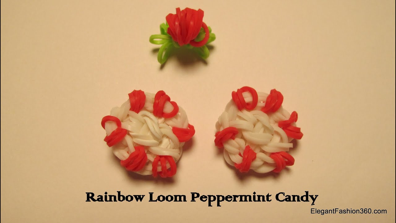 Peppermint Candy Charm on Rainbow Loom - YouTube
