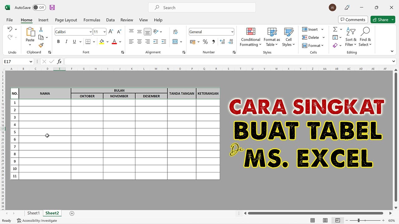 Kuasai Pembuatan Tabel Dalam 5 Menit Pada Microsoft Excel - YouTube