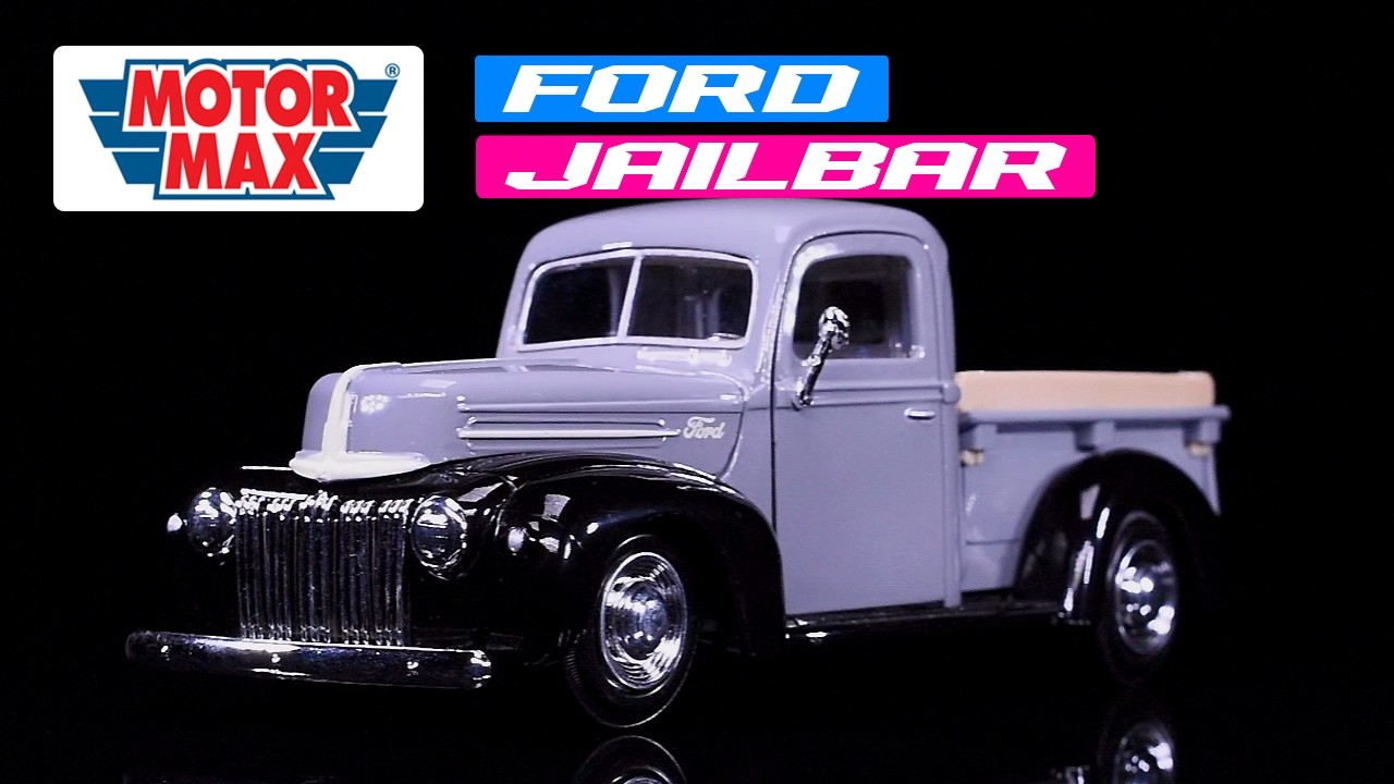 1942-47 Ford "Jailbar" Pickup Truck Gray and Black 1/24 Diecast Model ...