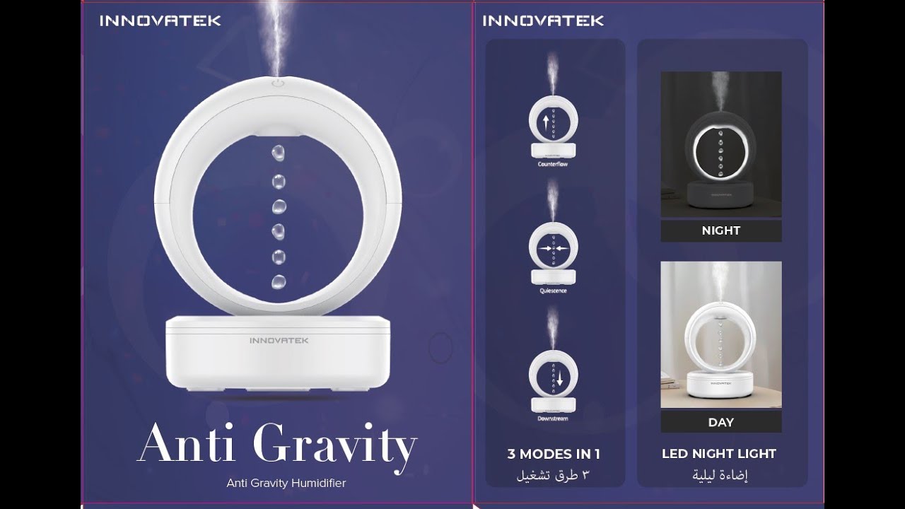 Innovatek Anti-Gravity Waterdrop Humidifier, 680ml Capacity, Essential ...